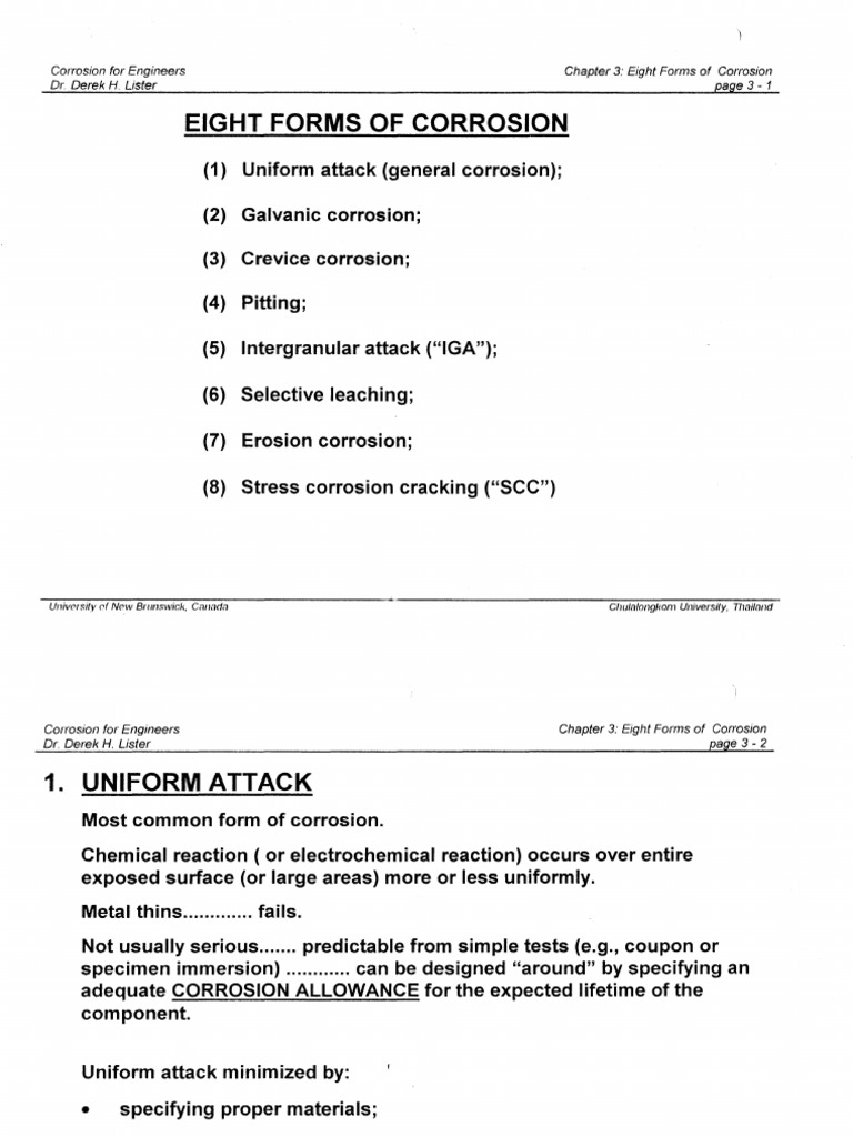 Eight Forms of Corrosion | Download Free PDF | Corrosion | Electrochemistry