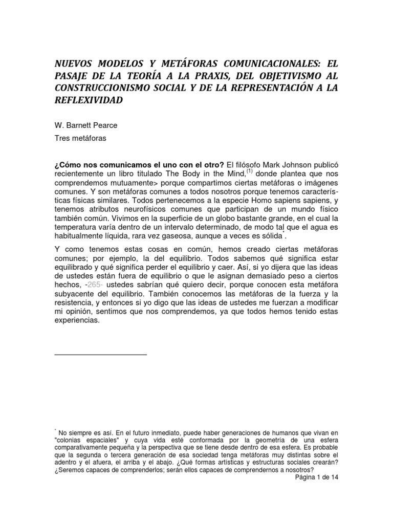 Pearce Nuevos Modelos y Metáforas Comunicacionales | PDF | Paradigma | Comunicación