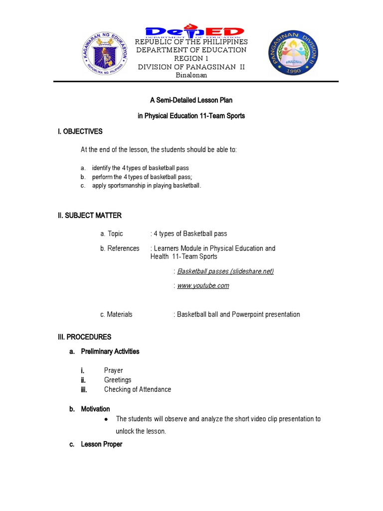 Shs 12 PE Lesson Plan | PDF | Physical Education | Education Theory