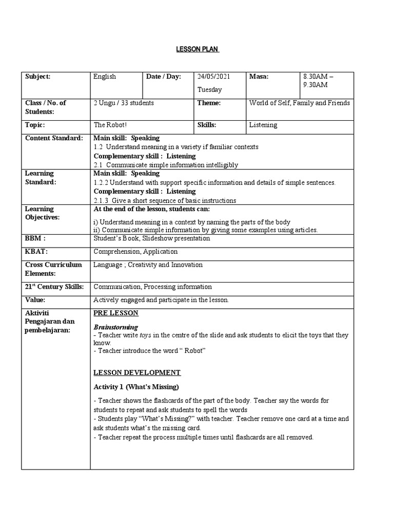 Brainstorming: - Teacher Write Toys in The Centre of The Slide and Ask ...