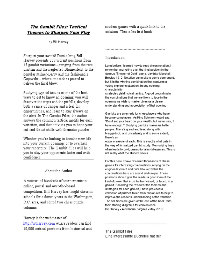 The Gambit Files: Tactical Themes To Sharpen Your Play | PDF | Chess ...