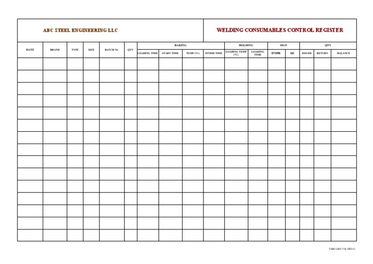 Welding Consumables Control Register | PDF