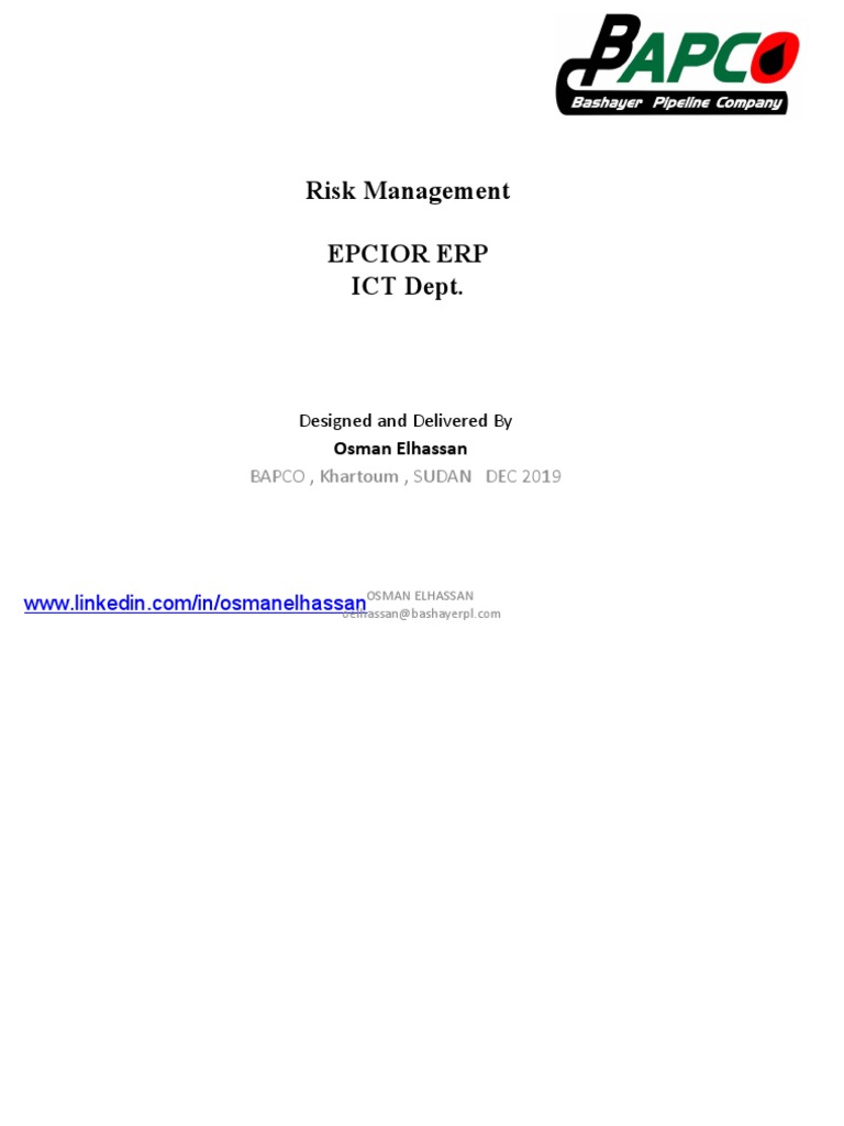 BAPCO - EPICOR Risk Management Workshop - Print-2019 | PDF | Risk ...