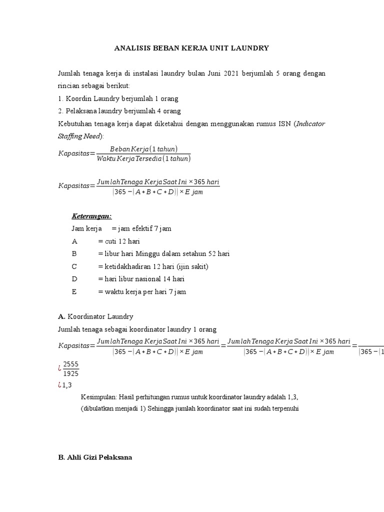 Analisis Beban Kerja Laundry | PDF | Bisnis