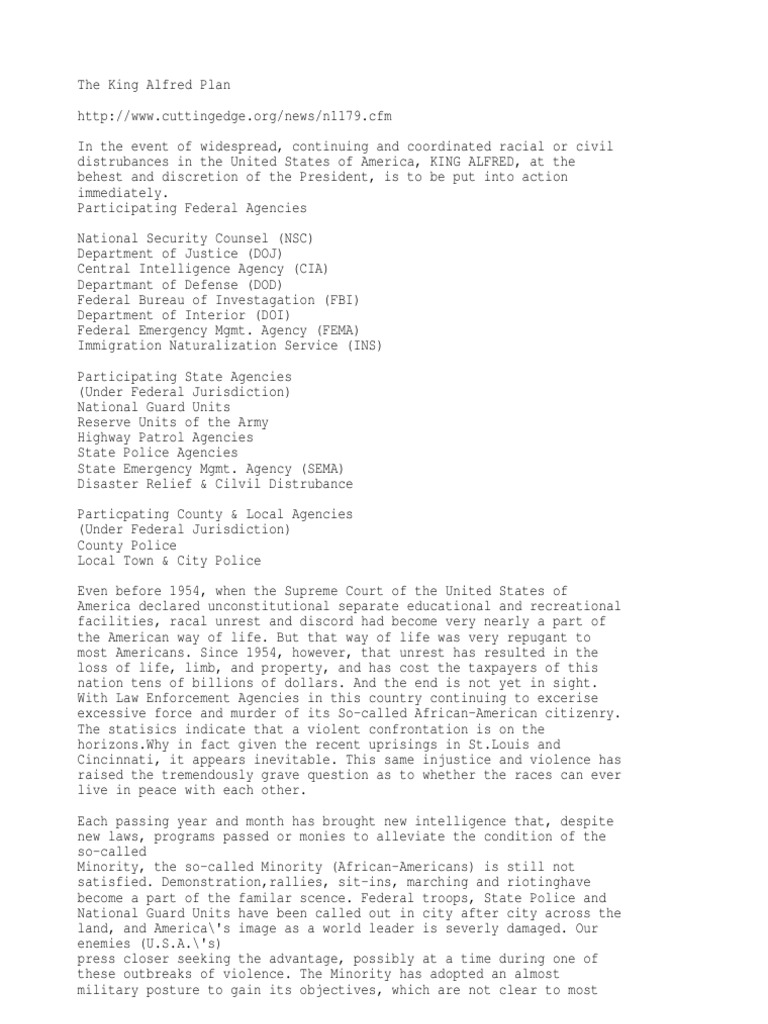 The King Alfred Plan (BKA) Rex 84 | PDF | Executive Order | U.S. State