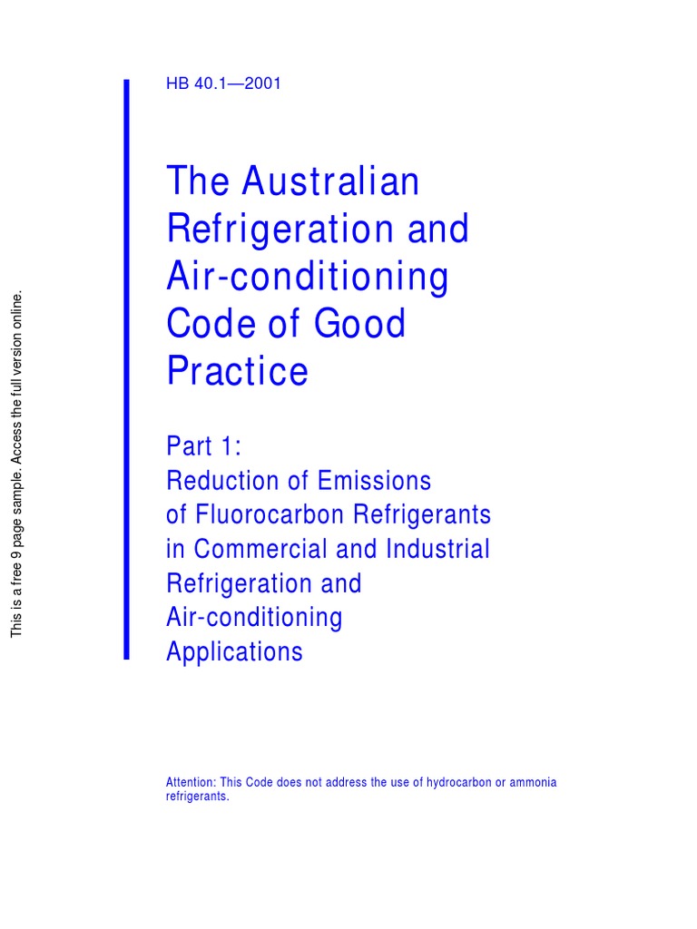 The Australian Refrigeration and Air-Conditioning Code of Good Practice ...