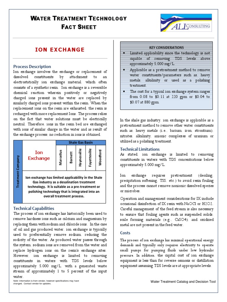 Ion Exchange Fact Sheet | Download Free PDF | Ion Exchange | Water ...