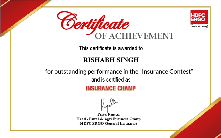 HDFC Ergo Certificate | PDF