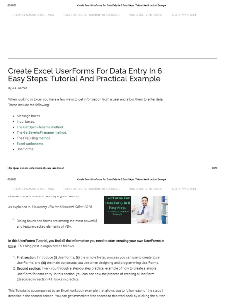 Create Excel UserForms For Data Entry | PDF | Visual Basic For Applications | Microsoft Excel