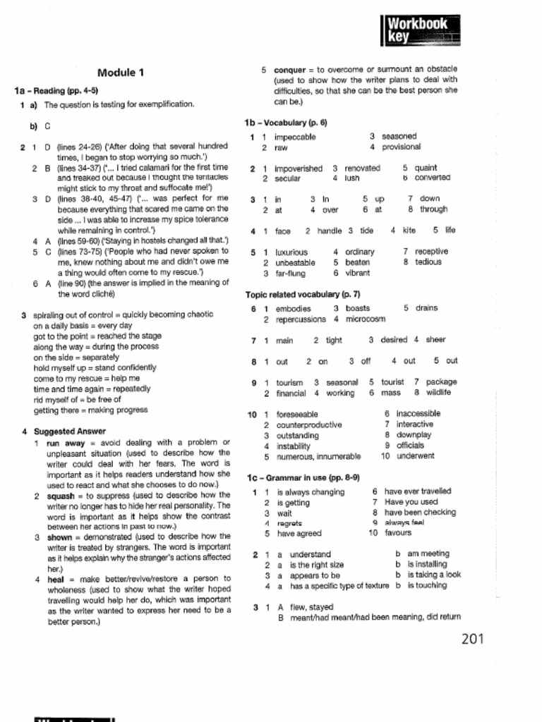 ON SCREEN C2 - Work & Grammarbook Key | PDF
