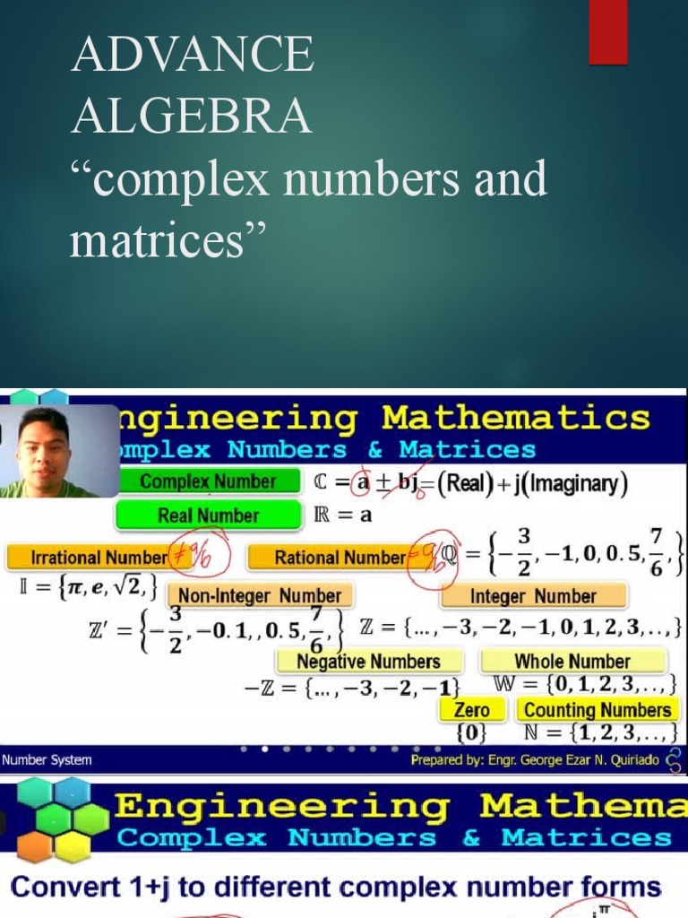 Advance Algebra "Complex Numbers and Matrices" | PDF