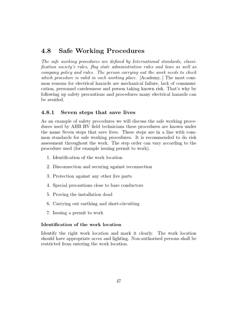 High Voltage Safe Working Procedure | PDF | Safety | Electricity
