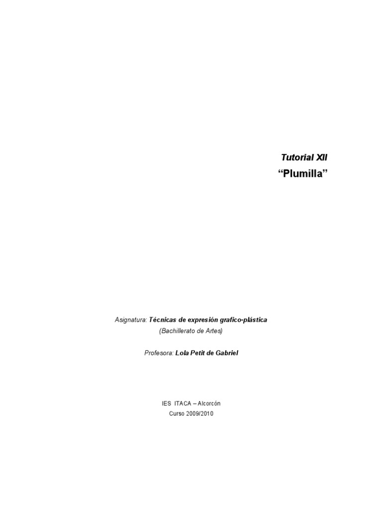 Tutorial XI - Plumilla | PDF | Tinta | Dibujo