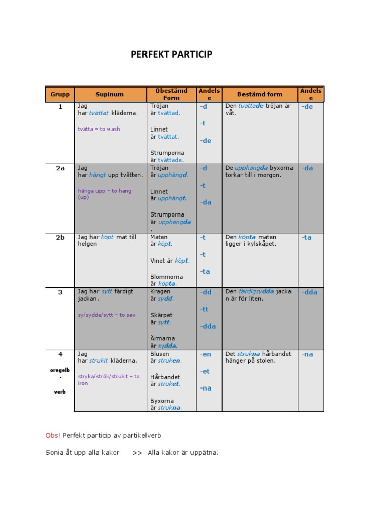 Perfekt Particip | PDF