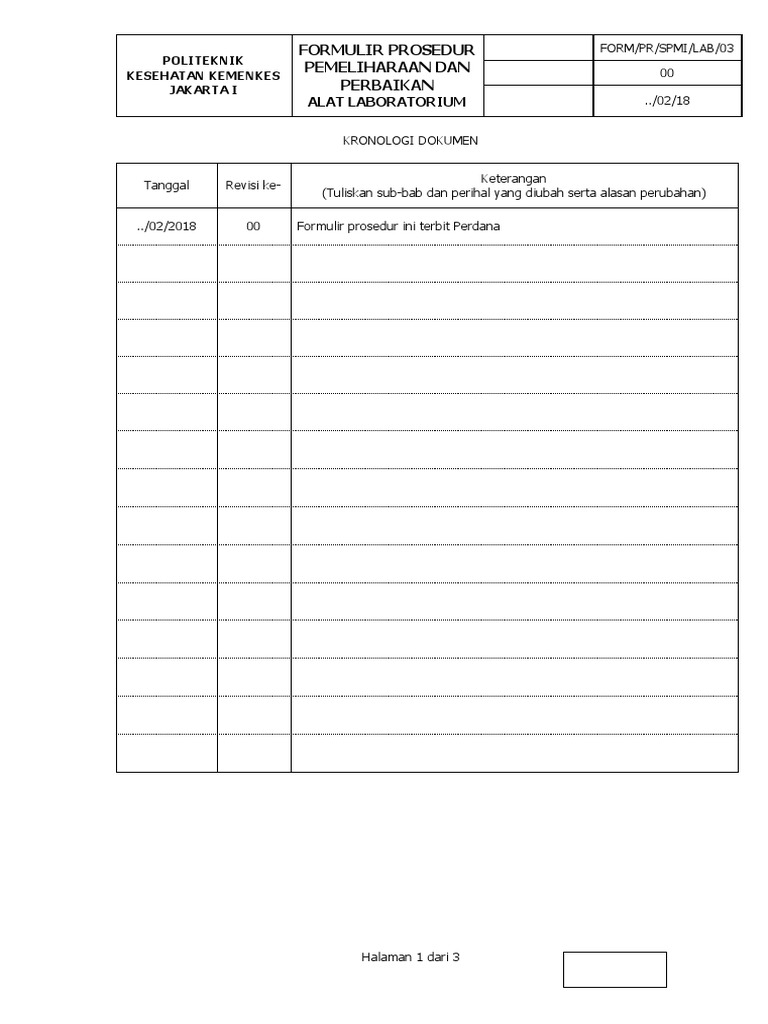 Form. Pr. Pemeliharaan & Perbaikan Alat Lab | PDF