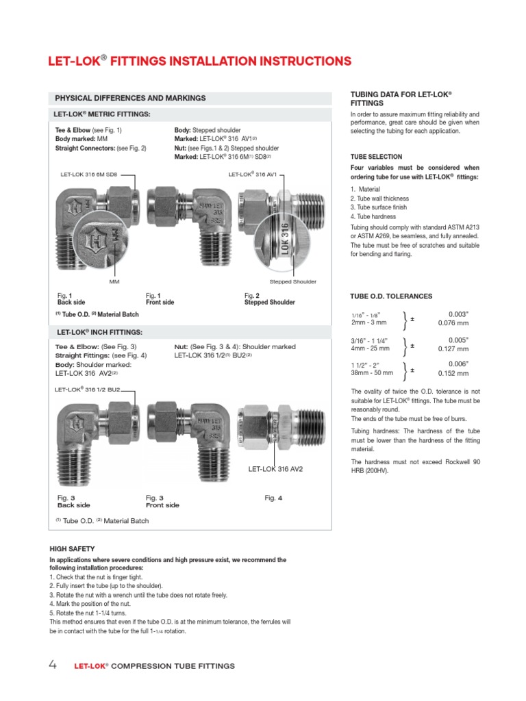 Let-Lok Fittings Installation Instructions | PDF | Nut (Hardware ...