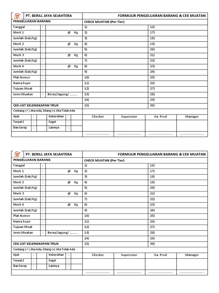 Form Check Muatan | PDF