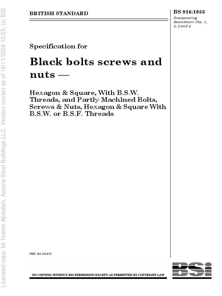 Black Bolts Screws and Nuts - : Specification For | PDF | Screw | Nut (Hardware)