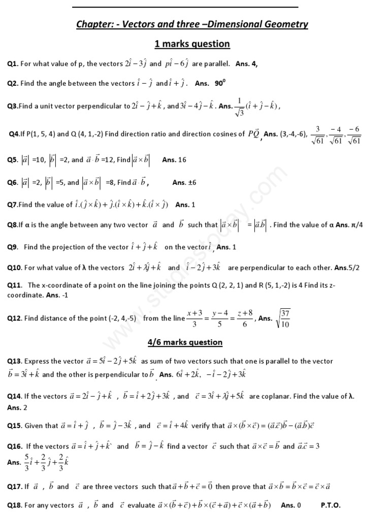 3D Vectors and Geometry Problems | PDF | Plane (Geometry) | Triangle