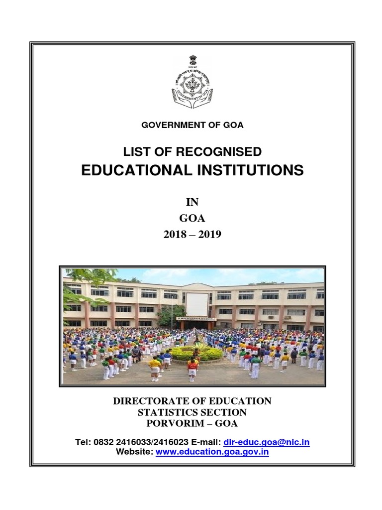 List of Recognised Educational Institutions in Goa 2018-2019 ...