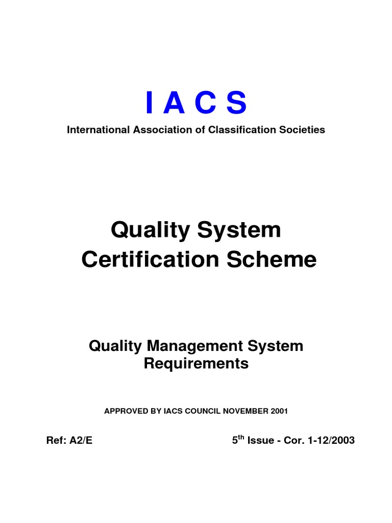 QSCS Requirements for Maritime Quality Management | PDF | Verification ...