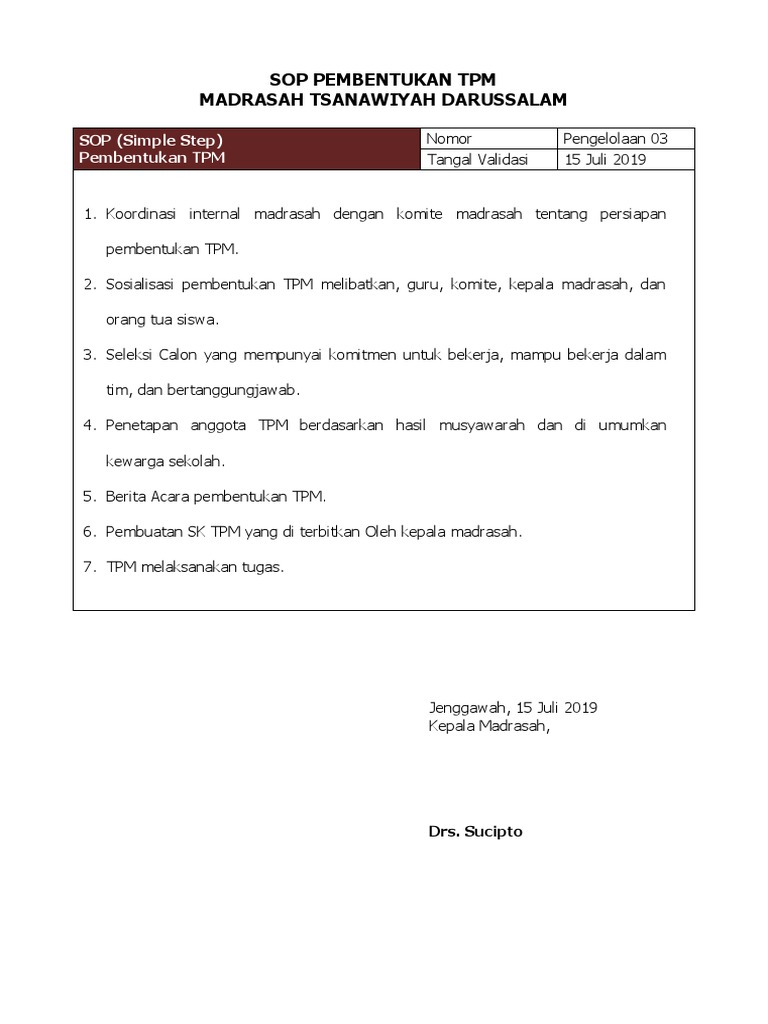 Sop Pembentukan TPM | PDF