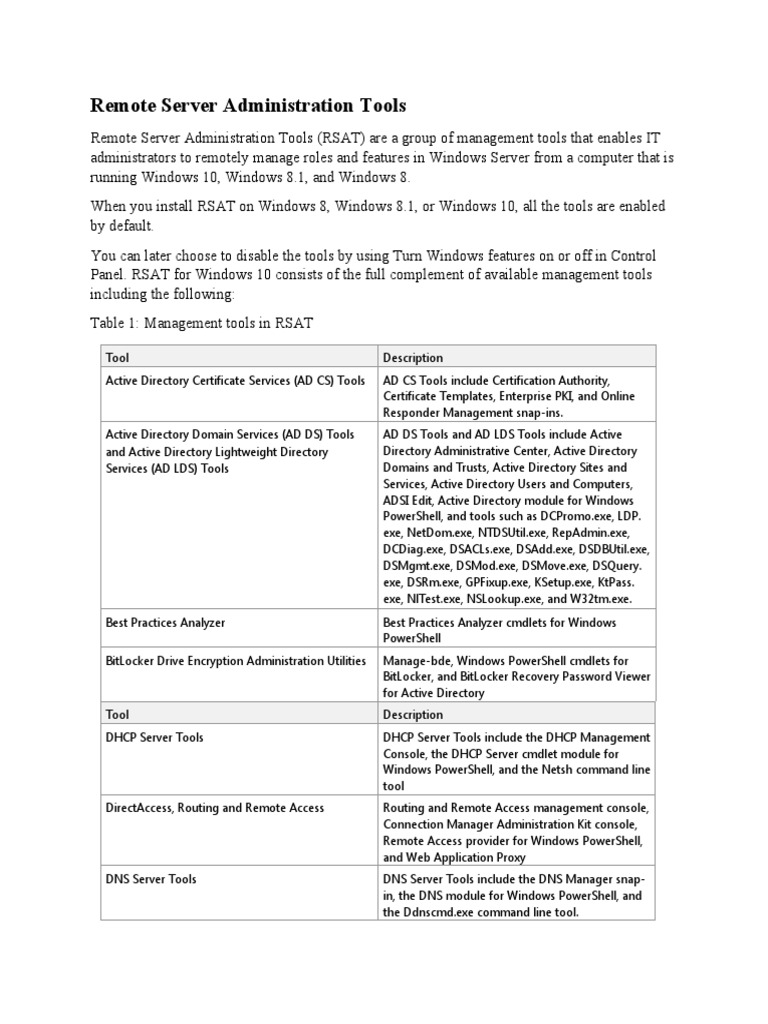 Remote Server Administration Tools | PDF | Active Directory | Remote ...