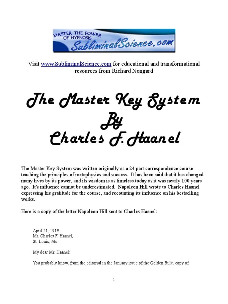 Sub Sci Master Key System | PDF | Thought | Causality