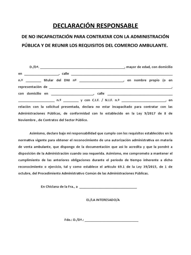 Declaracion Responsable | PDF