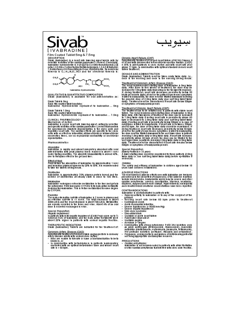 Ivabradine (Sivab) Overview and Dosage | PDF | Cardiovascular ...