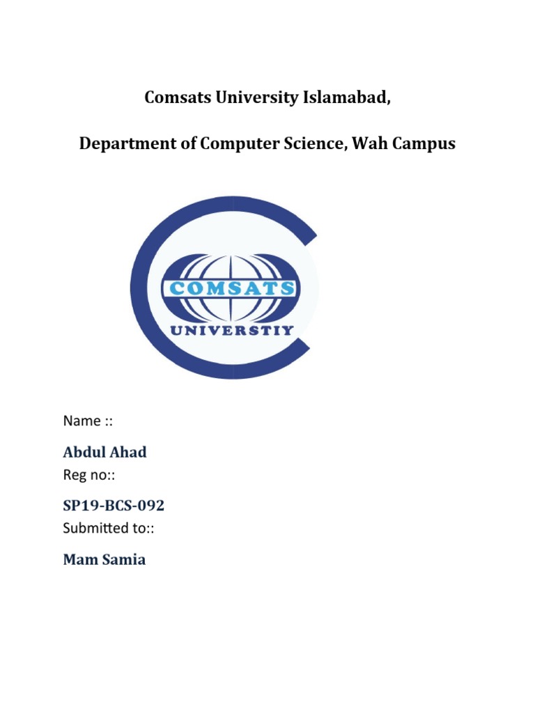 Comsats University Islamabad, Department of Computer Science, Wah ...