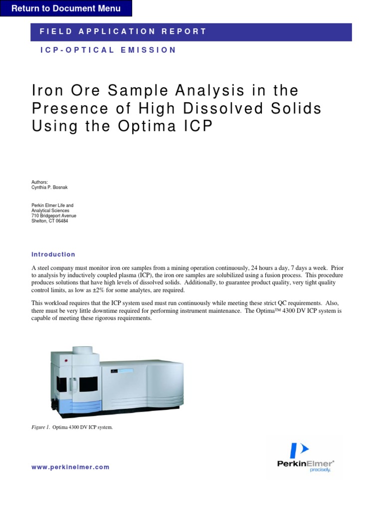 Iron Ore Sample Analysis in The Presence of High Dissolved Solids Using ...