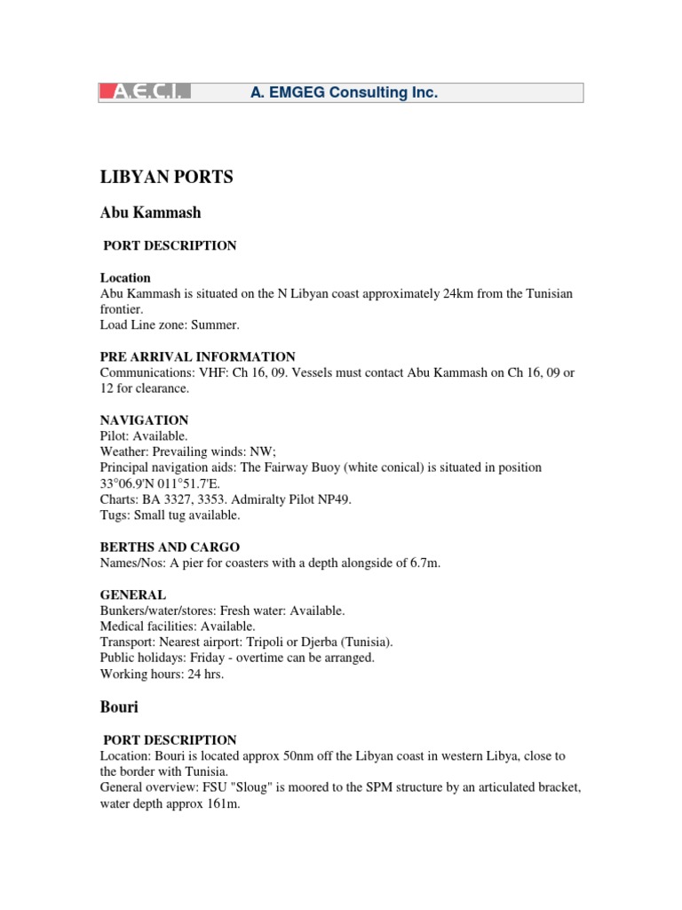 Libyan Ports Guide | PDF | Ships | Port