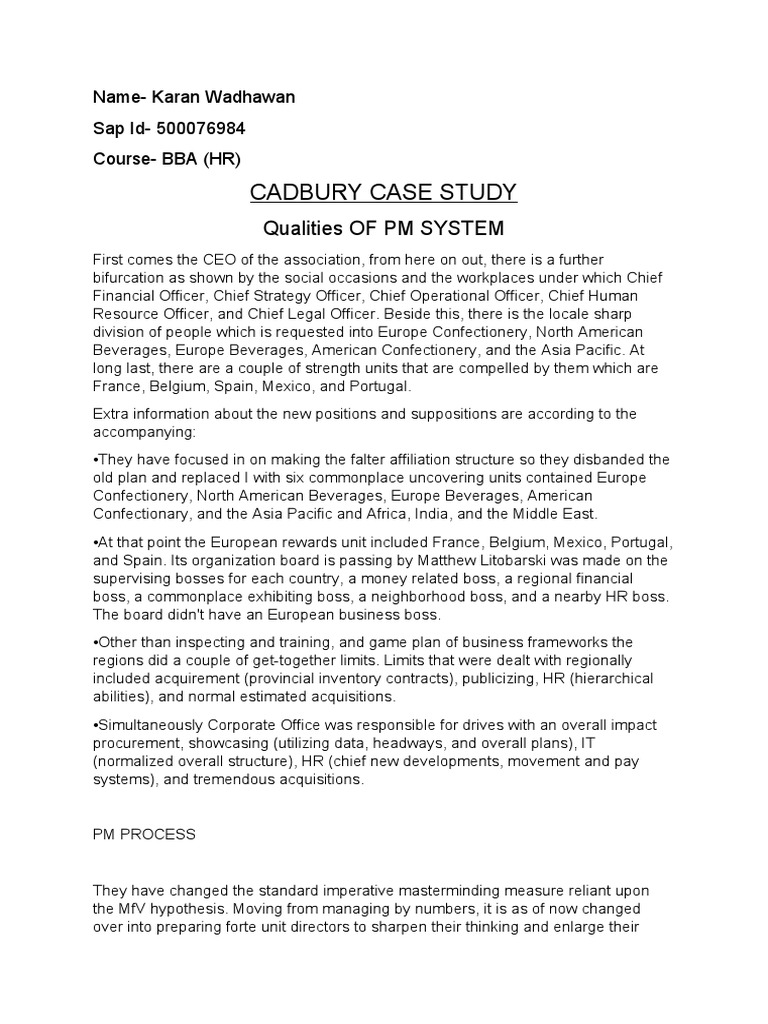 Cadbury Case Study | PDF | Economies | Business