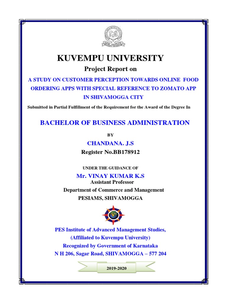 Kuvempu University: Project Report On | PDF | Business | Science