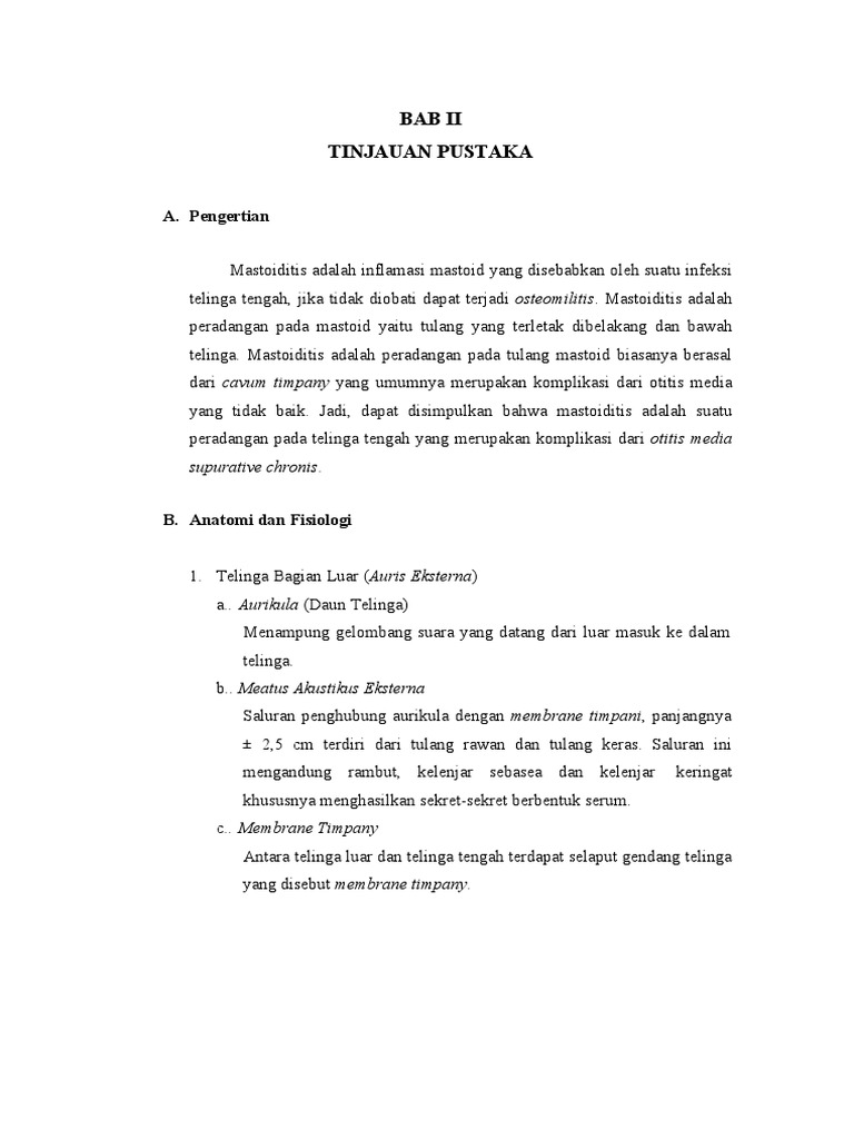 Mastoiditis: Penyebab, Gejala, dan Pengobatan | PDF