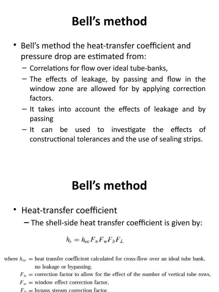 Bell's Method: - Bell's Method The Heat-Transfer Coefficient and ...