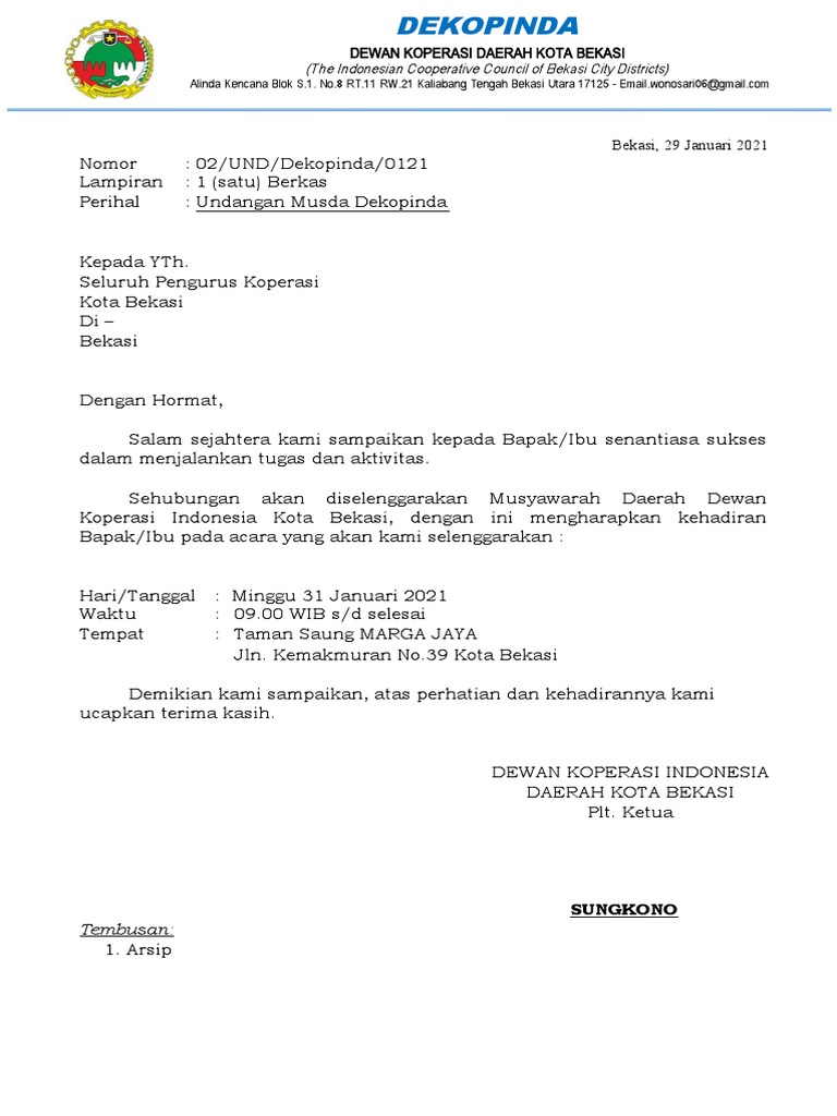 Undangan Musda Dekopin | PDF