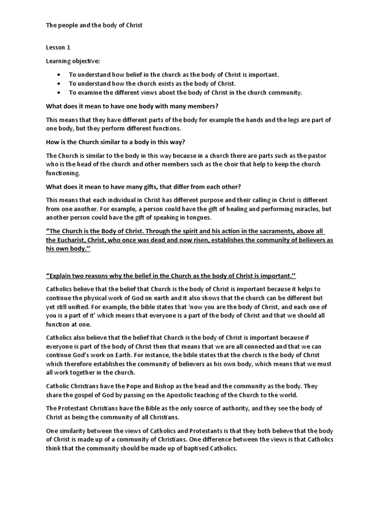 The Body of Christ | PDF | Body Of Christ | Baptism