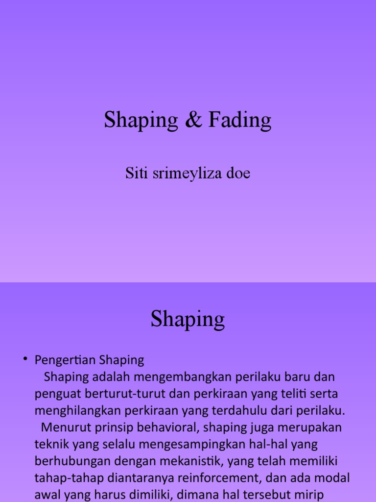Shaping & Fading dalam Teori Belajar | PDF