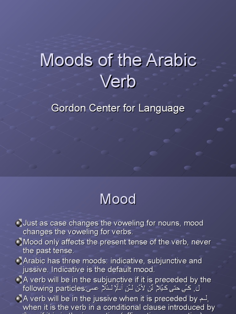 Moods of The Arabic Verb | PDF | Foreign Language Studies | Self ...