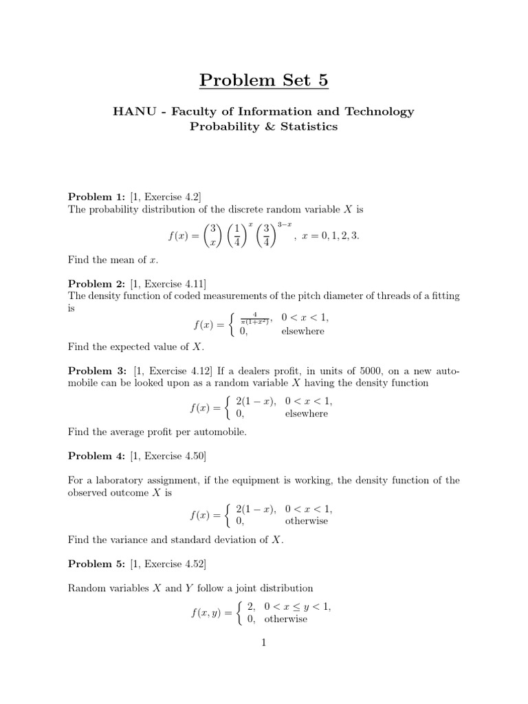 Homework 5 | PDF | Probability Density Function | Probability Distribution
