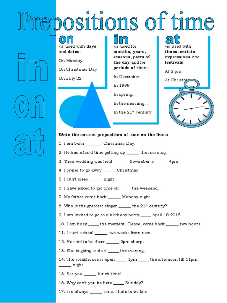 Months, Years, Seasons, Parts of The Day and For Periods of Time. Times ...