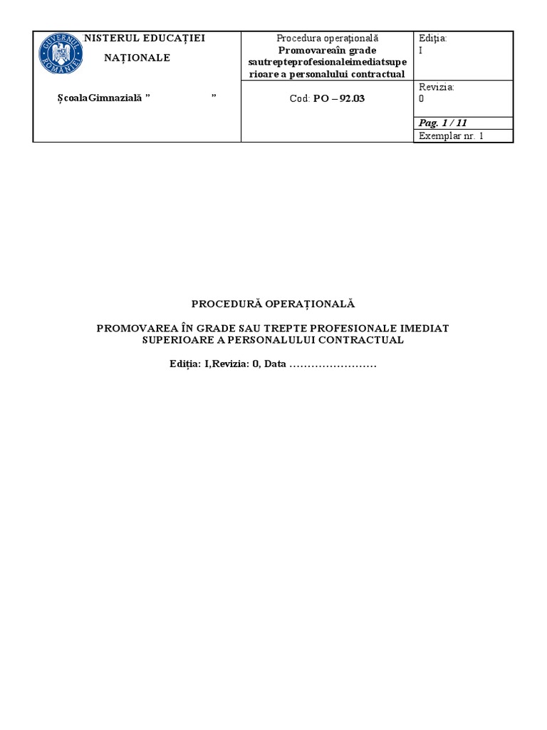 PO-92.03 Promovare in Grade Sau Trepte Superioare | PDF