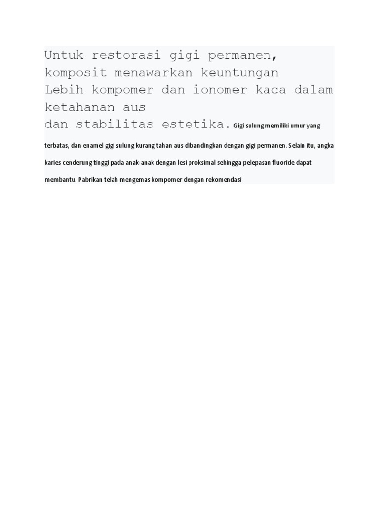 Untuk Restorasi Gigi Permanen | PDF | Sains & Matematika