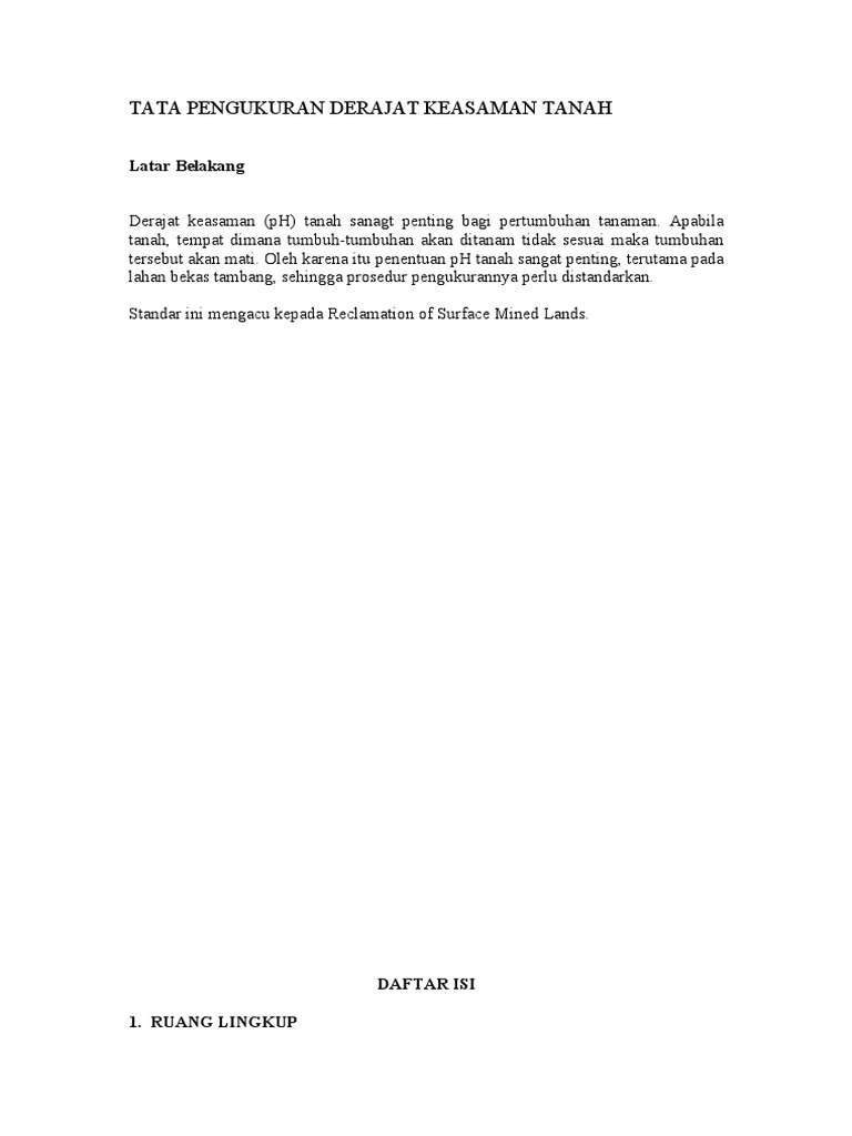 Pengukuran pH Tanah Standar ASTM D4972 | PDF