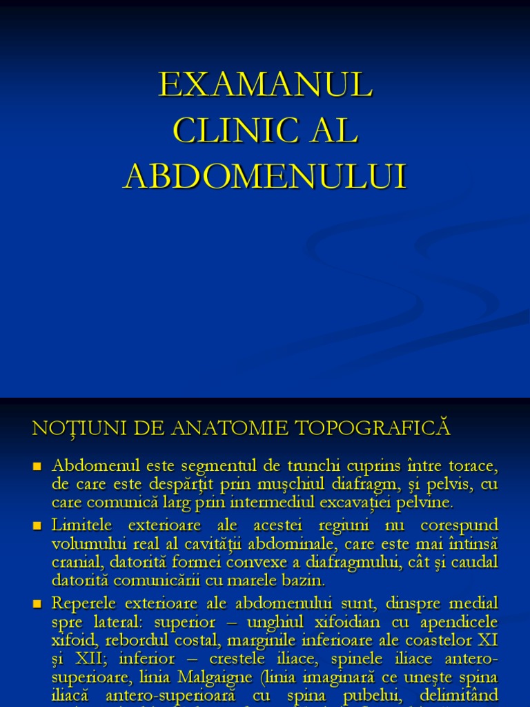 Examen CLINIC Abdomen | PDF
