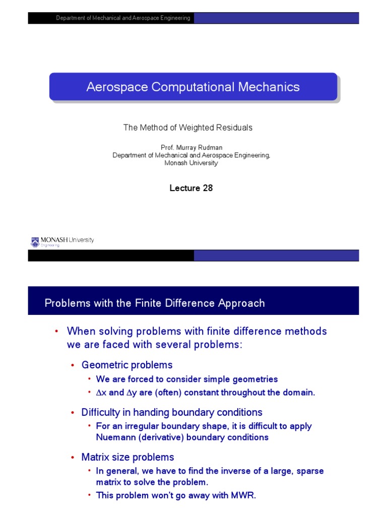 Aerospace Computational Mechanics: The Method of Weighted Residuals ...