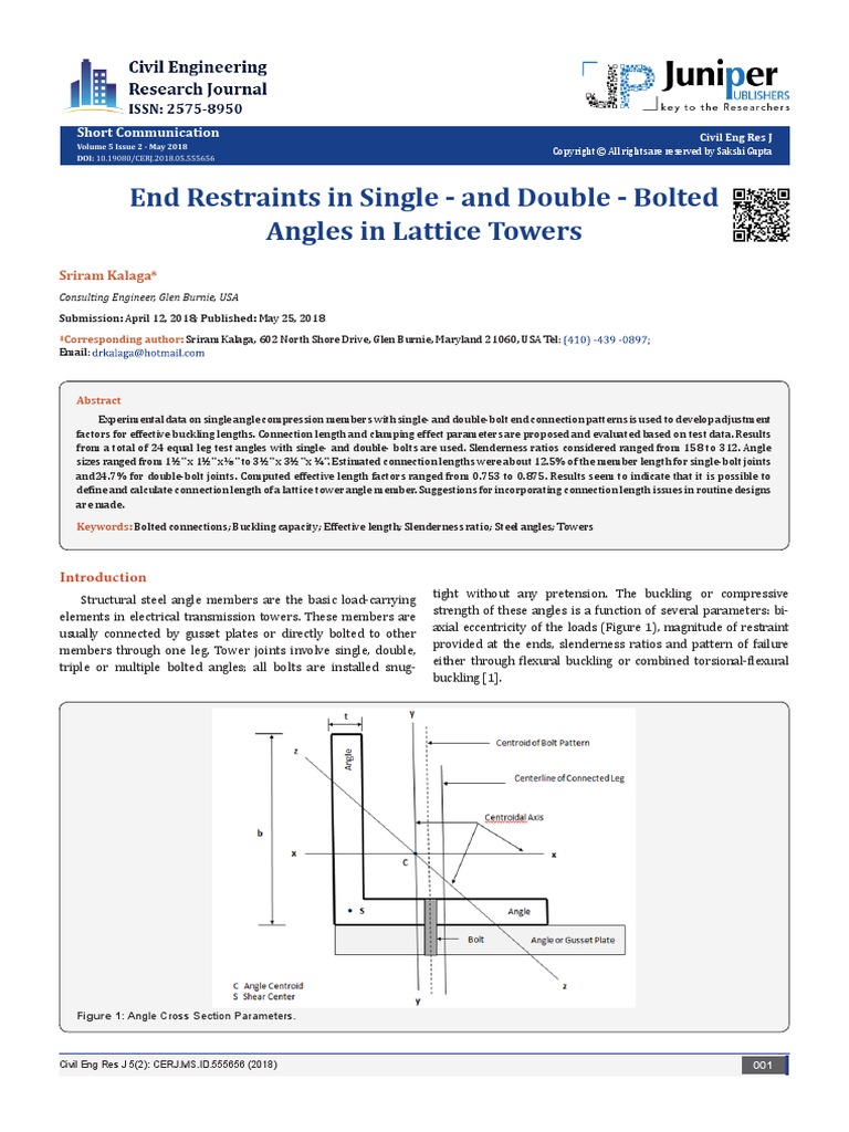 End Restraints in Single - and Double - Bolted Ang | PDF | Buckling ...