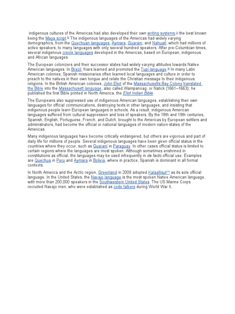 Indigenous Cultures of The Americas Had Also Developed Their Own | PDF ...